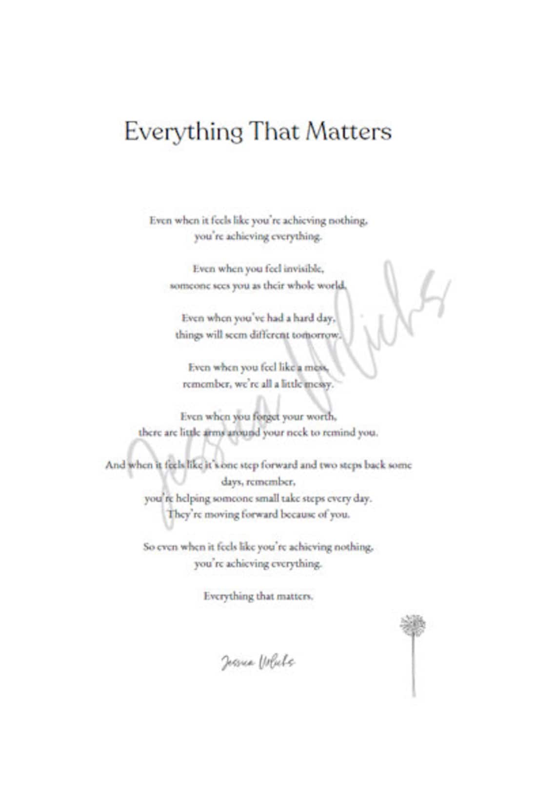 Everything That Matters Poem - Etsy