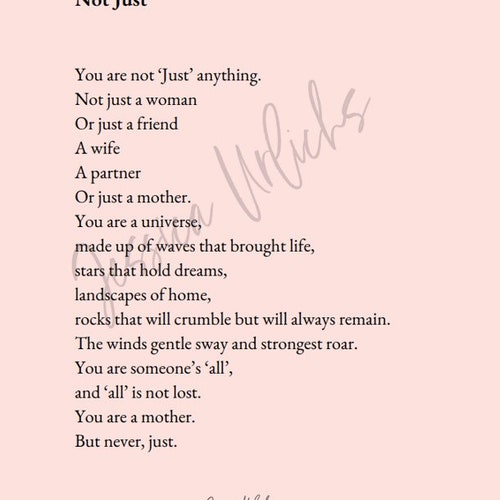 Not 'just' Poem not Just A Mother - Etsy