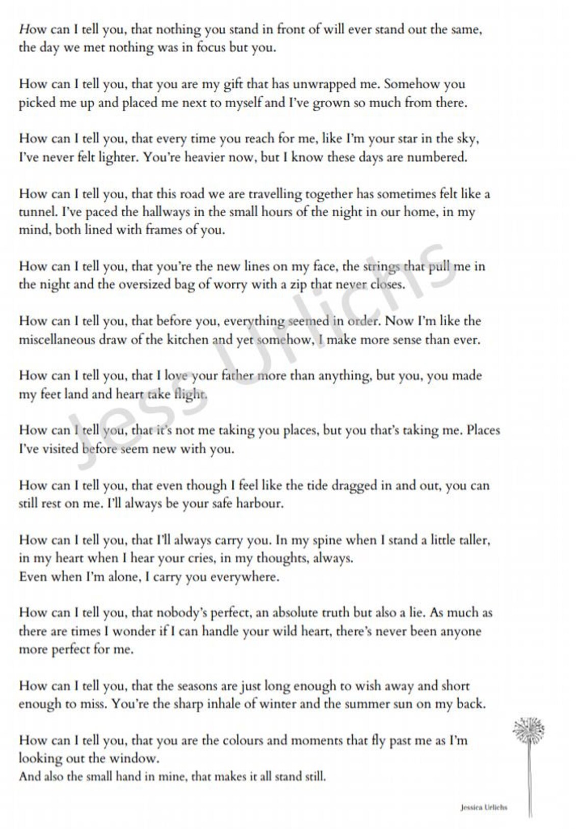 How Can I Tell You Poem - Etsy