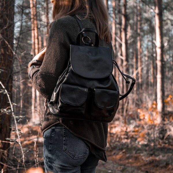 Boho Leather Backpack - Etsy