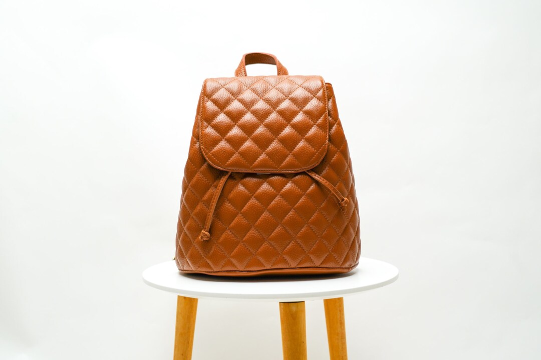 Quilted City Backpack Leather, Handmade, Ladies Genuine Leather ...