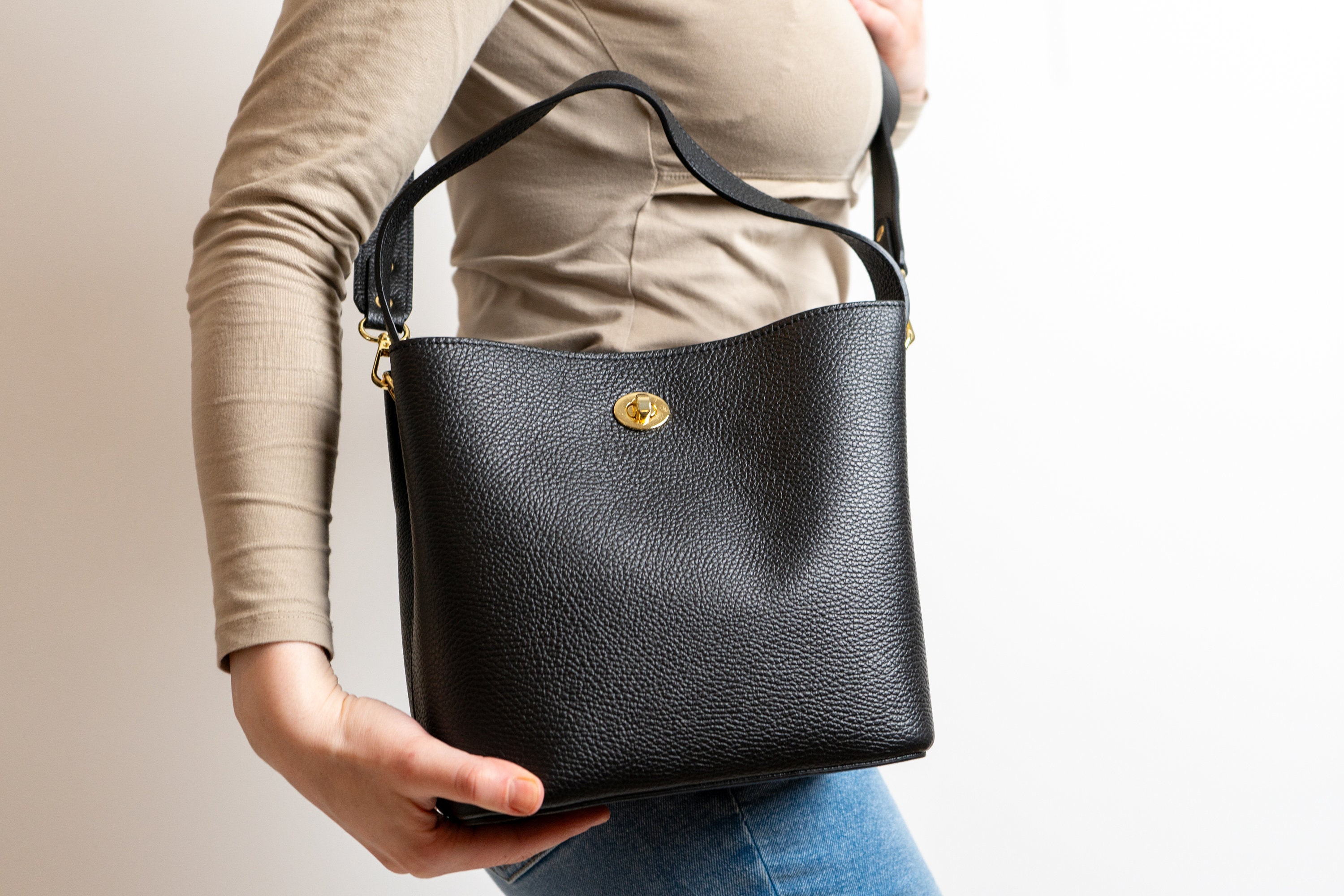 UNO Shoulder Bag, Genuine Leather Handbag, Crossbody Bag With Multiple ...