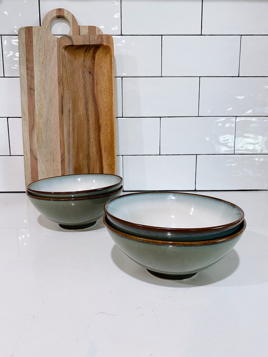 Mineral Blue Bowl Set of Four for Everyday Dining Durable Ceramic ...