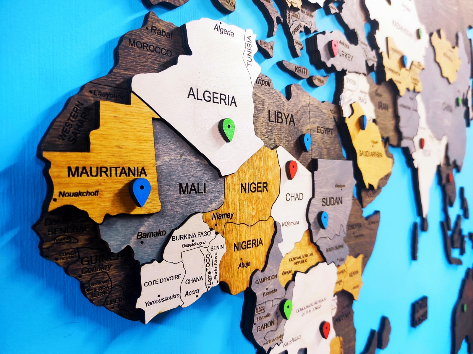 Mapa de pared mapa mundo madera pared arte casa decoración | Etsy