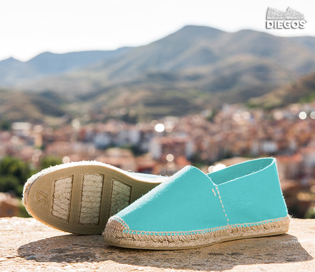 Flat Verdine Green Espadrille Sewn by Hand Traditional Espadrille for ...