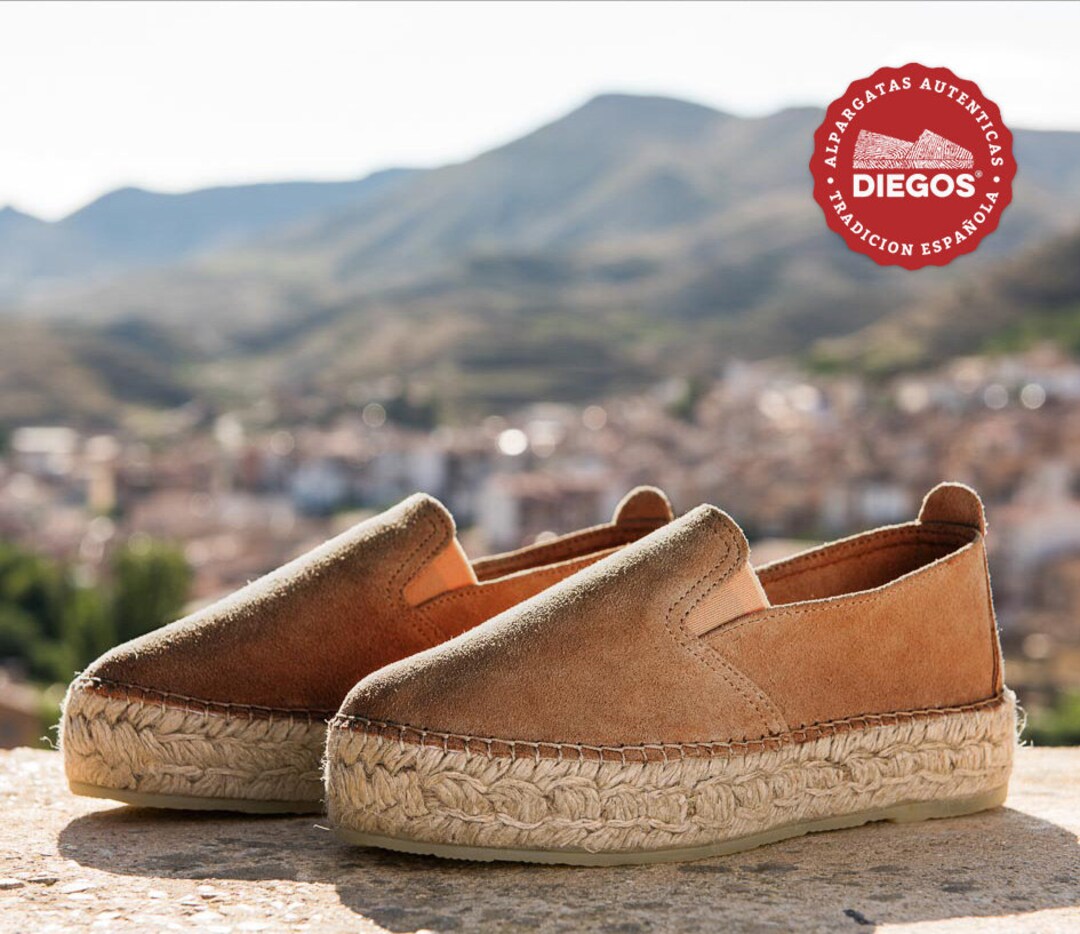 Espadrille Flat Platform in Front of Camel Color Sewn by Hand in Rioja ...