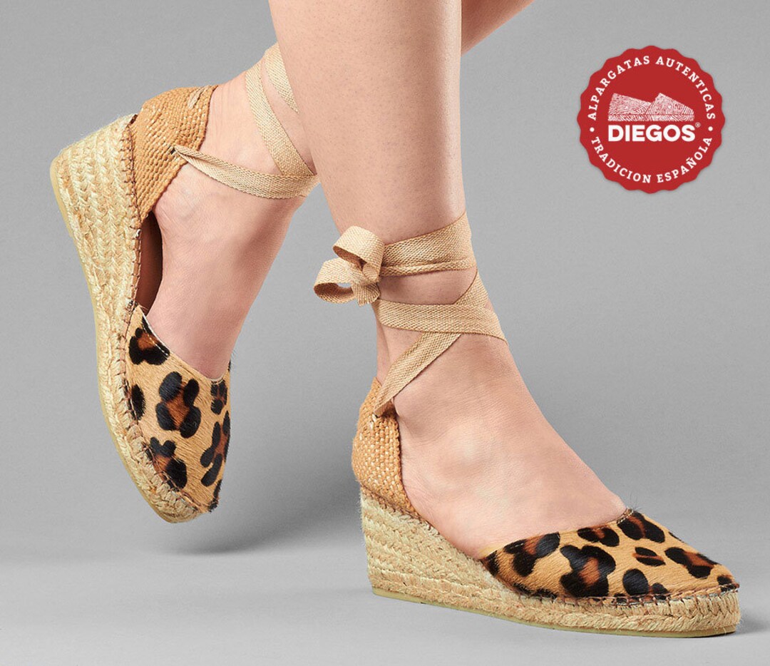 Poni Leopard Espadrille High Heel Hand Sewn in Rioja, Spain ...