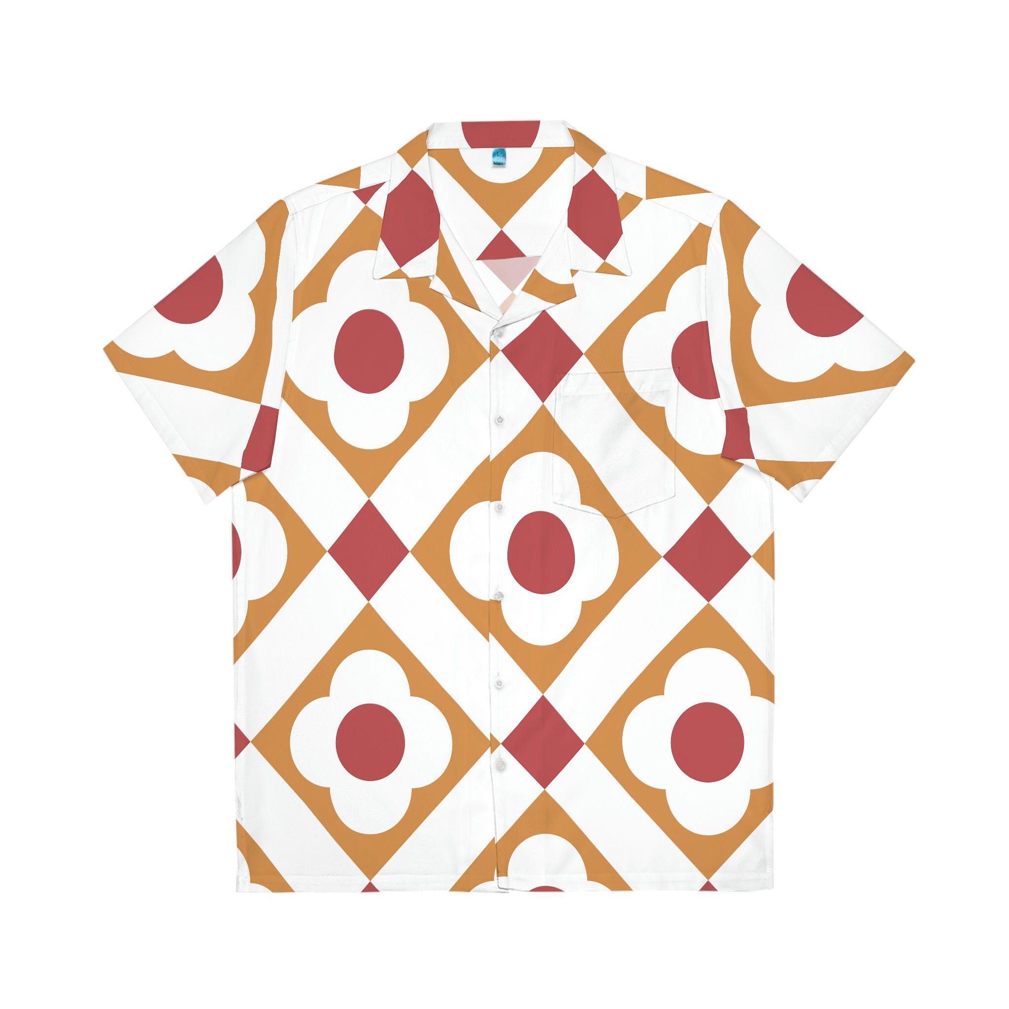 Retro Geoemtric Pattern Button Up Shirt, 70s Clothing, Fun Button Down ...