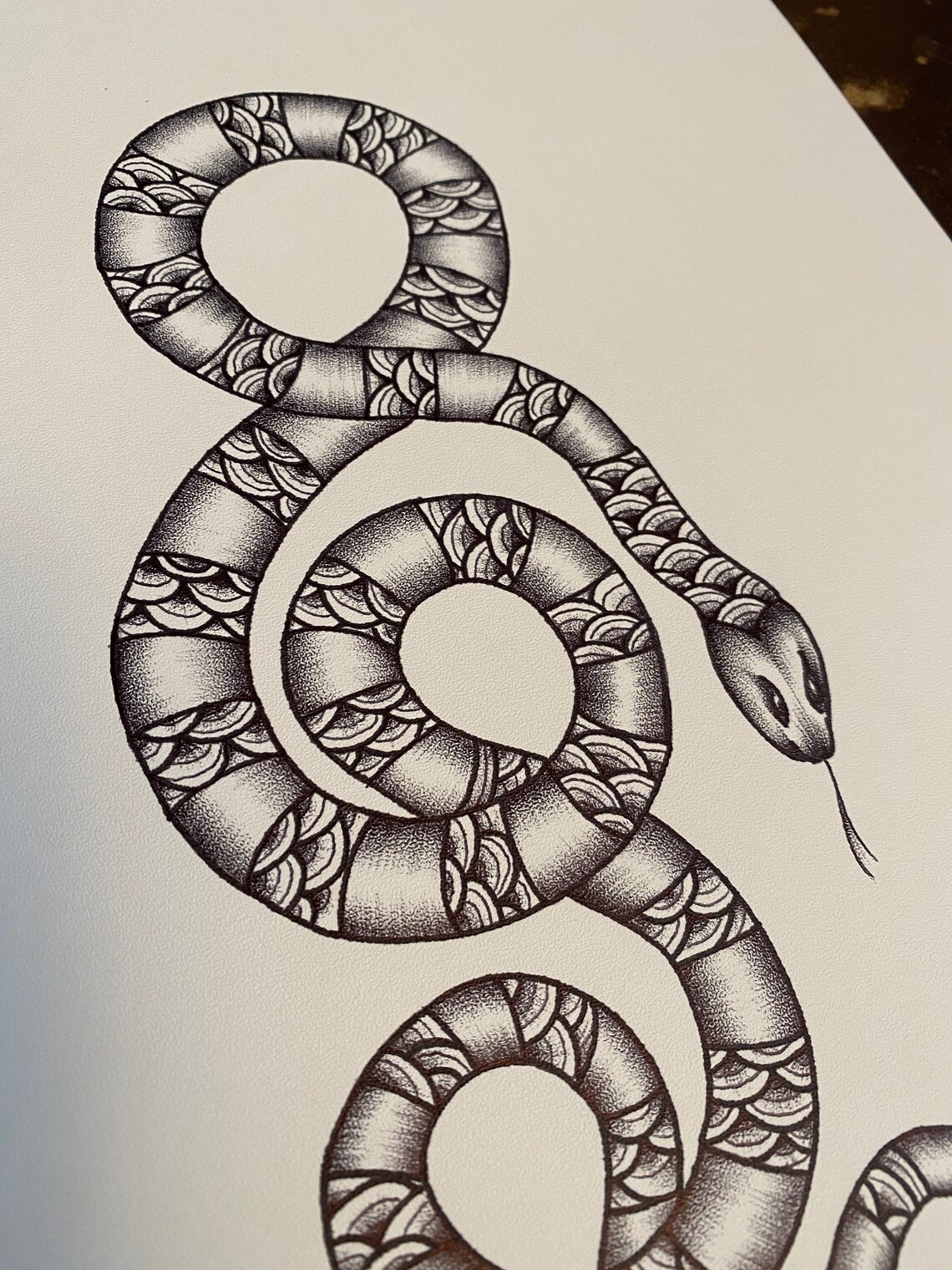 Original Geometric Snake Ballpoint Drawing 8.5 x 11.5 | Etsy
