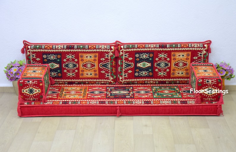 8'' Thick Red Orange Oriental Floor Couch Ethnic - Etsy