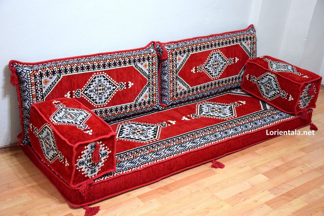 Arabic Red Floor Seating Sofa,moroccan Floor Couch,floor Cushion Seat ...