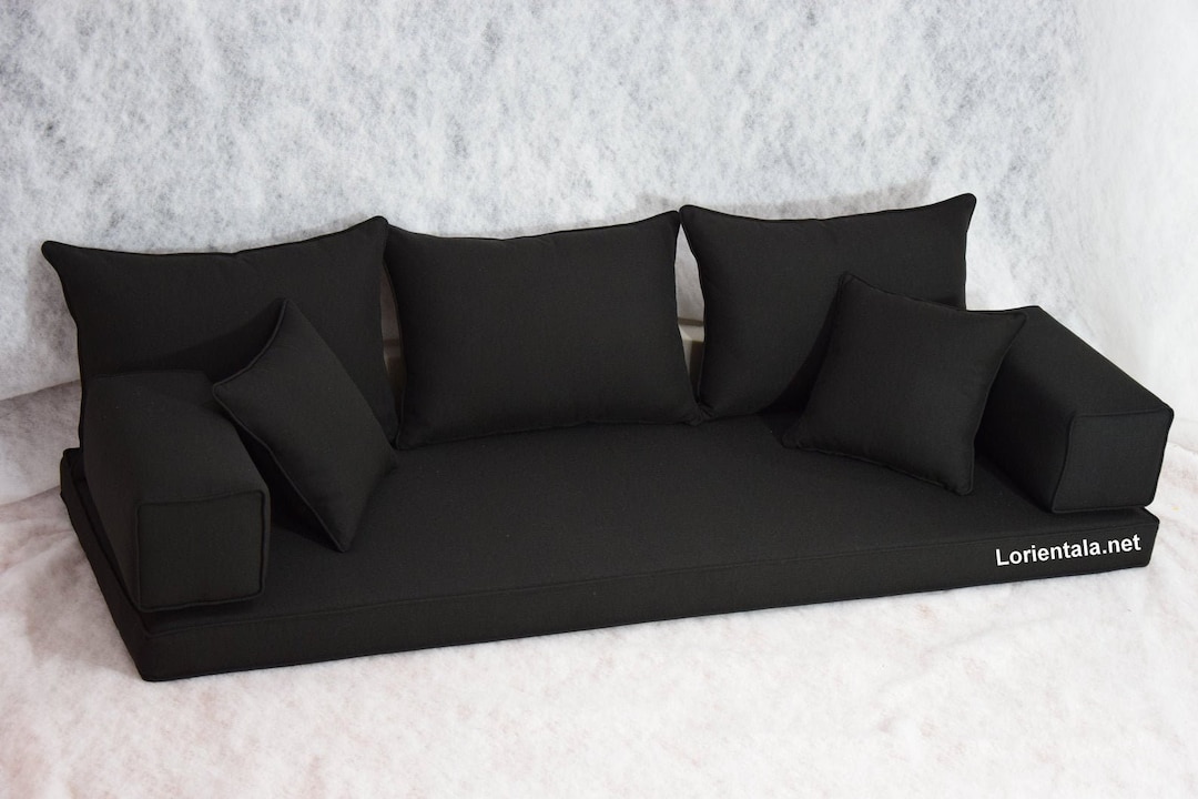 Black Linen Japanese Floor Sofa, Arabic Sofa Floor, Floor Sofa Bed ...