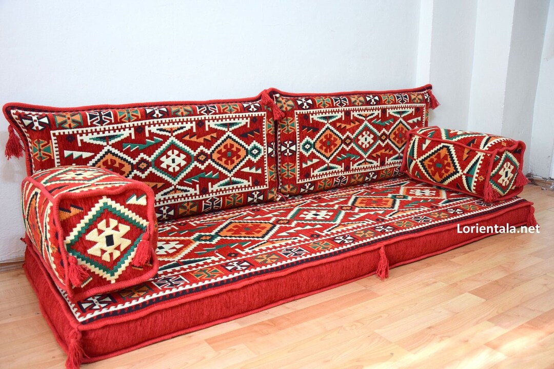 Arabic Red Floor Seating Sofa,moroccan Floor Couch,floor Cushion Seat ...