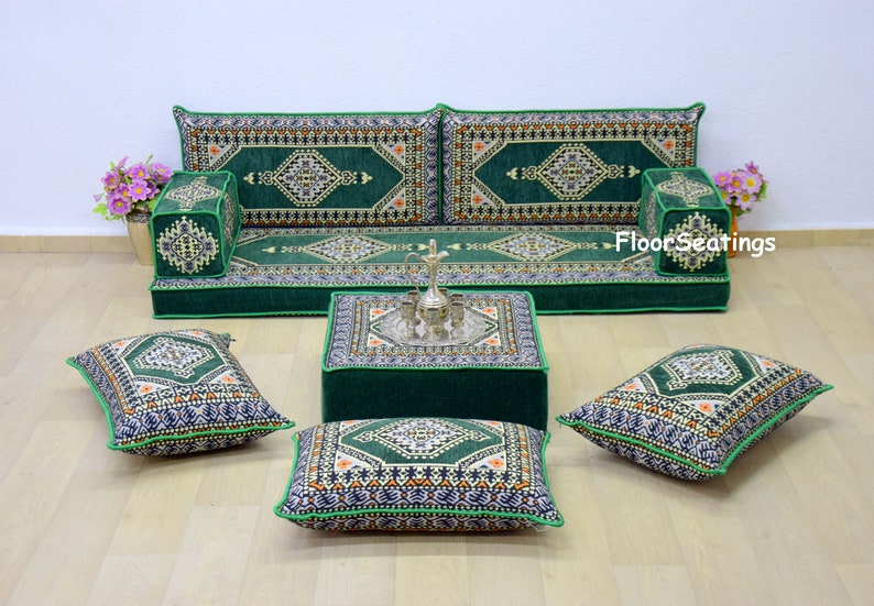 Green Color Moroccan Sofa Set Arabic Majlis Turkish Floor - Etsy