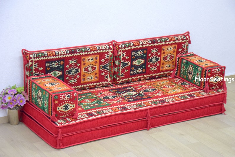 8'' Thick Red Orange Oriental Floor Couch Ethnic - Etsy