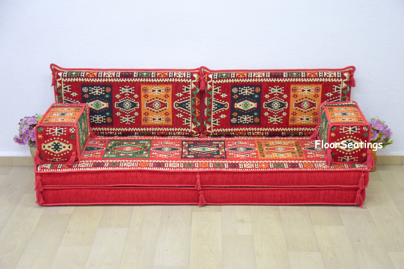 8'' Thick Red Orange Oriental Floor Couch Ethnic - Etsy