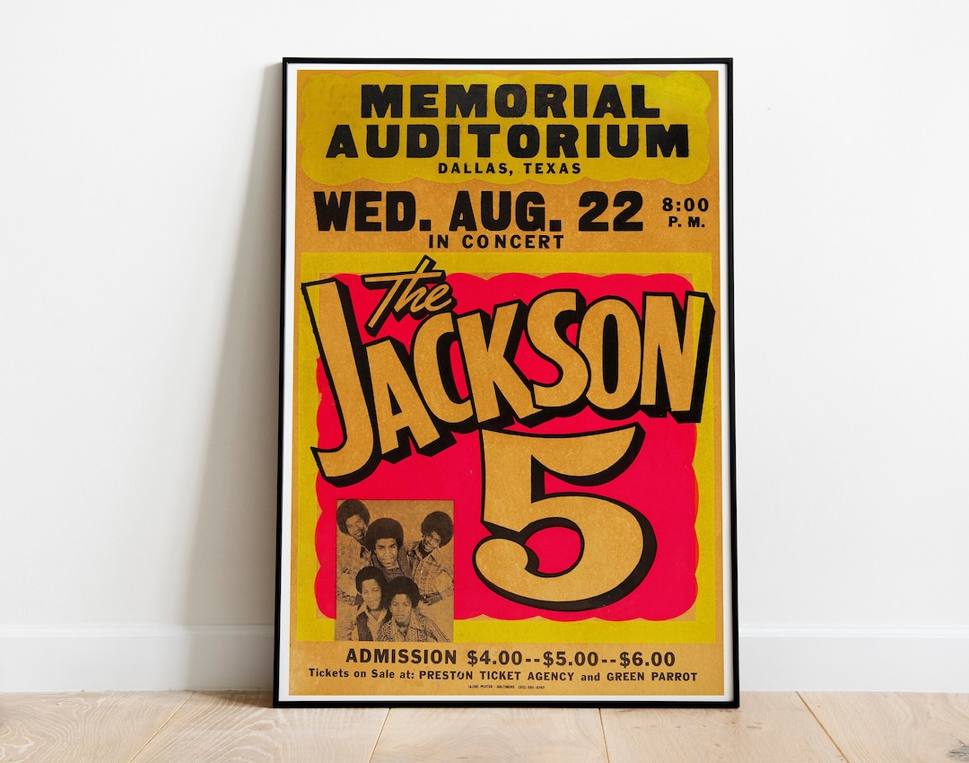 The Jackson Five Concert Vintage Poster, Michael Jackson Print, Pop ...