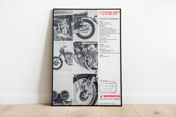 Honda poster CB750 Four print / Motorbike poster / | Etsy
