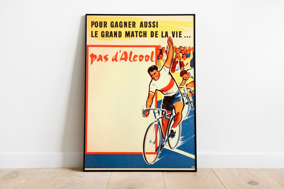 Vintage Cycling Poster/ French Cycling Retro Print/ Tour De France ...