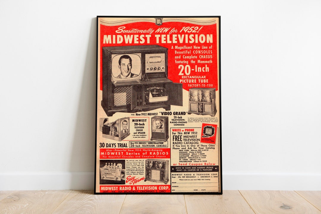 Midwest Television Vintage Advertisement Retro Tv Poster / - Etsy