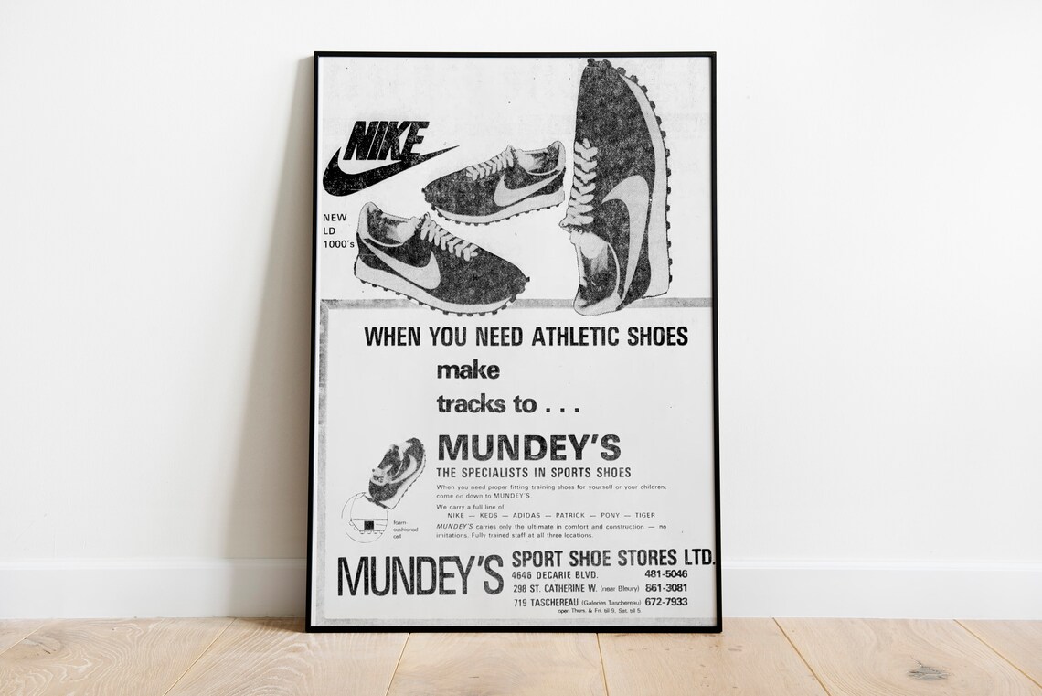 Nike Vintage Advertisement Nike Retro Sneakers Poster / - Etsy