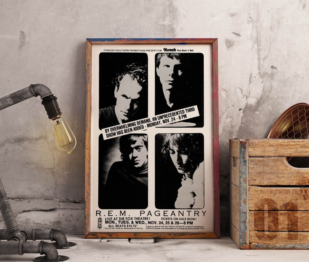 R.E.M Vintage Poster, R.E.M Print, Green World Tour Concert Poster. R.E ...