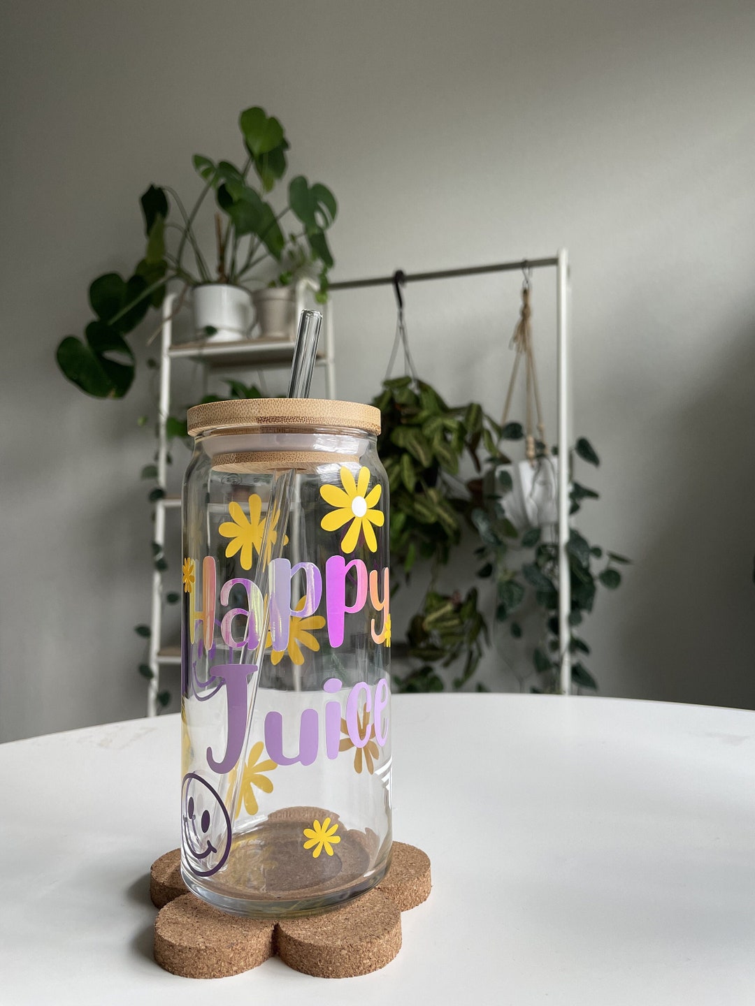 Happy Juice Can Glass, Happy Juice Cup, Motivational Quote Cup, Mental ...