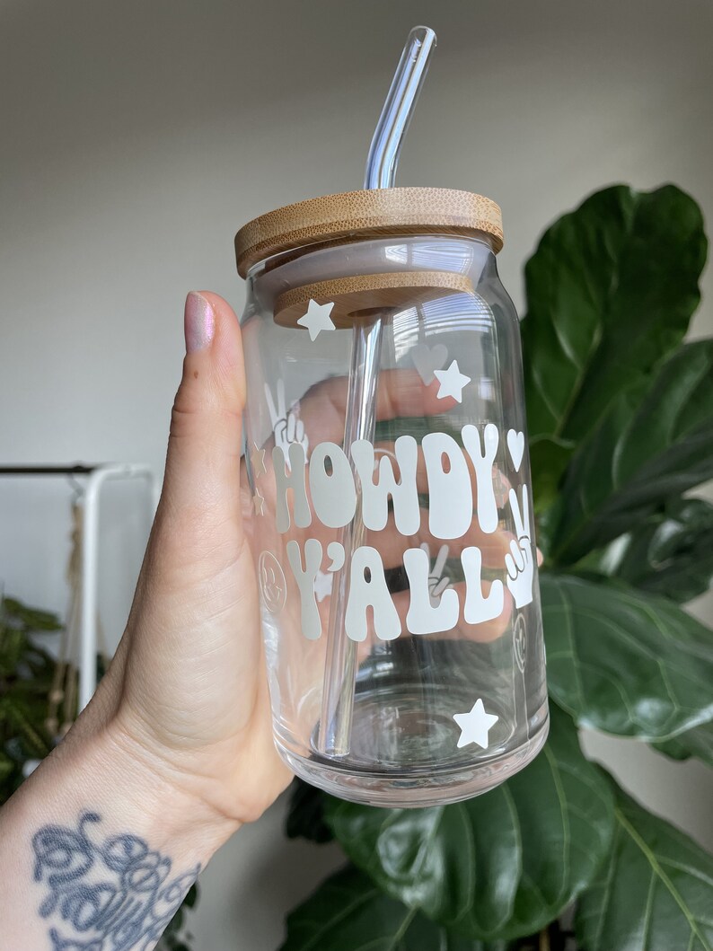 Howdy Ya'll Glass Cup, Howdy Cup, Iced Coffee Glass, Bachelorette Party ...