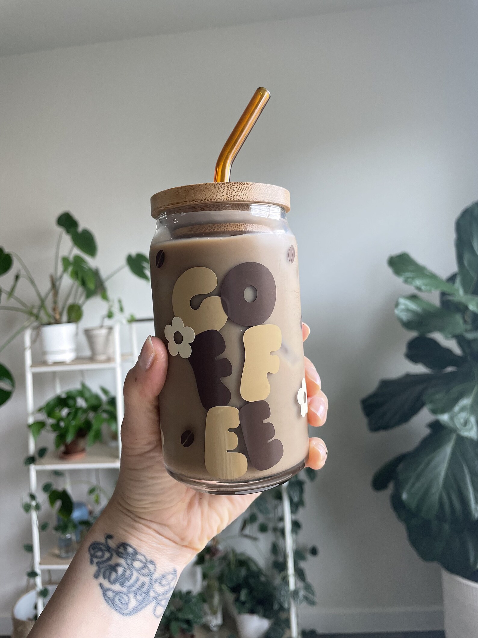 Retro Daisy Coffee Glass Cup Espresso Bean Retro Daisy Glass - Etsy