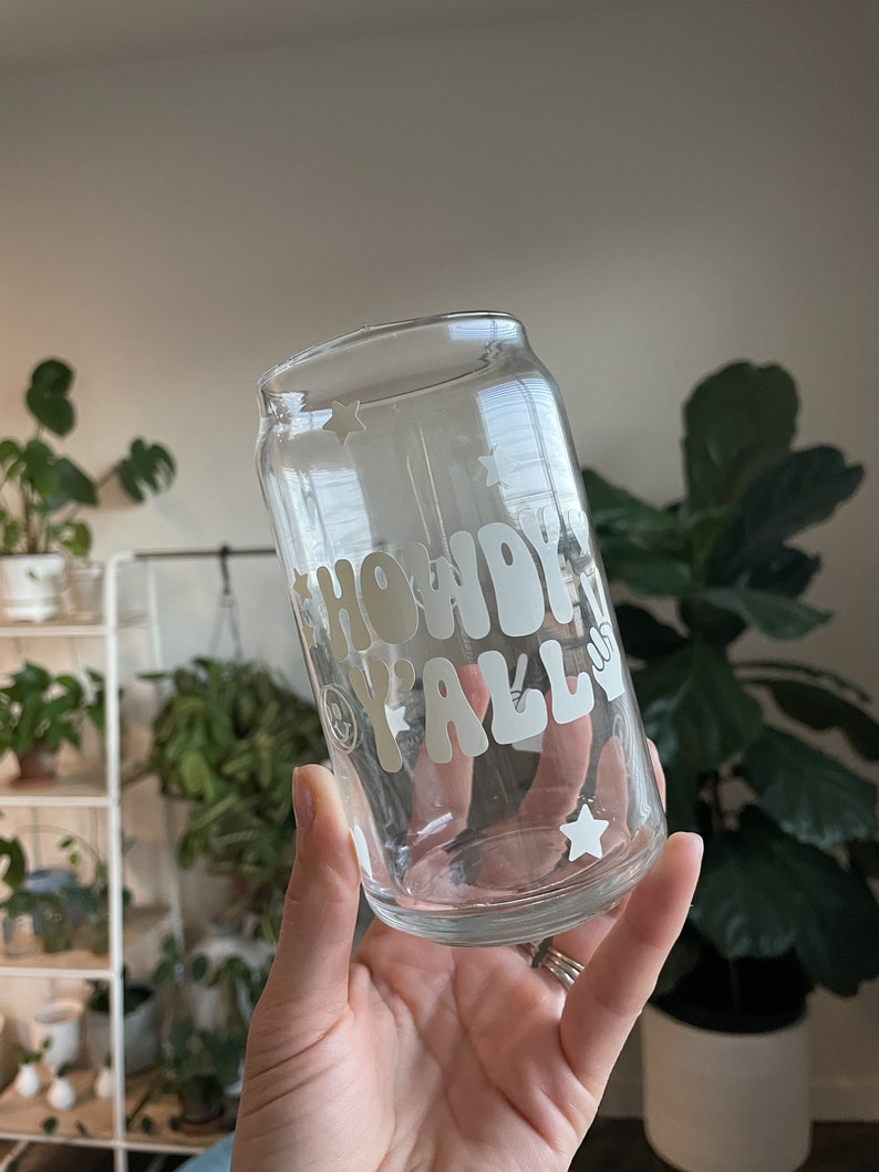 Howdy Ya'll Glass Cup, Howdy Cup, Iced Coffee Glass, Bachelorette Party ...