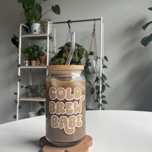 Cold Brew Babe Glass, Cold Brew Cup, Iced Coffee Glass, Cute Coffee ...