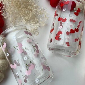 Cherry Glass Cup, Custom Color Cherry Soda Can Glass, Mini Cherry Cup ...