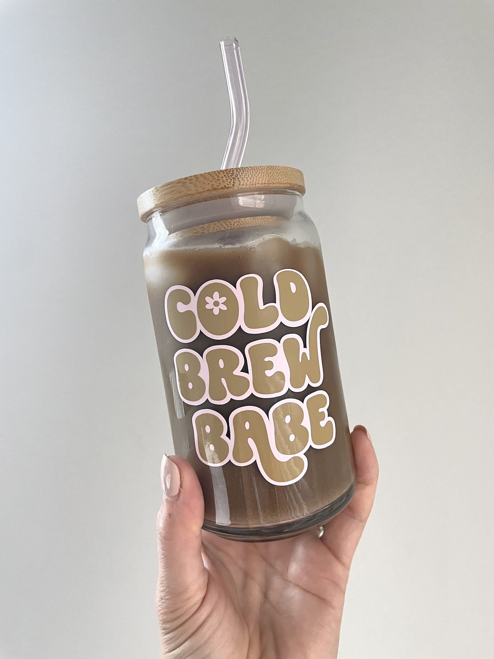 Cold Brew Babe Glass, Cold Brew Cup, Iced Coffee Glass, Cute Coffee ...