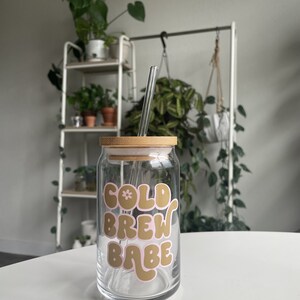 Cold Brew Babe Glass, Cold Brew Cup, Iced Coffee Glass, Cute Coffee ...