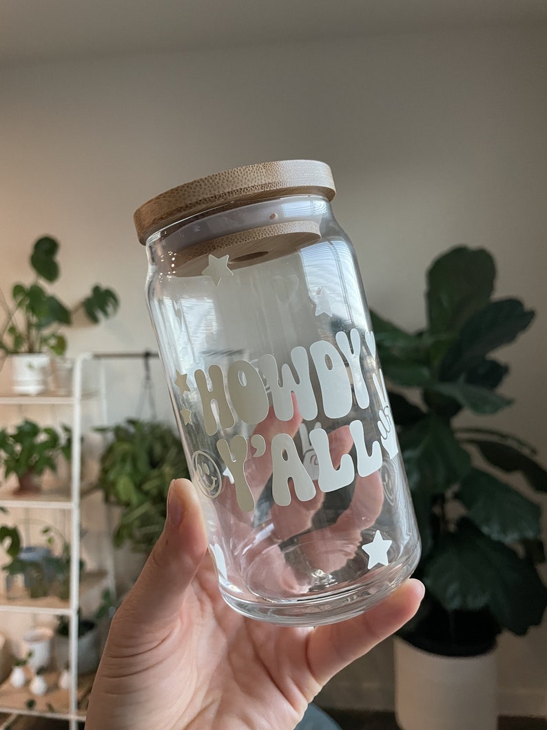 Howdy Ya'll Glass Cup, Howdy Cup, Iced Coffee Glass, Bachelorette Party ...