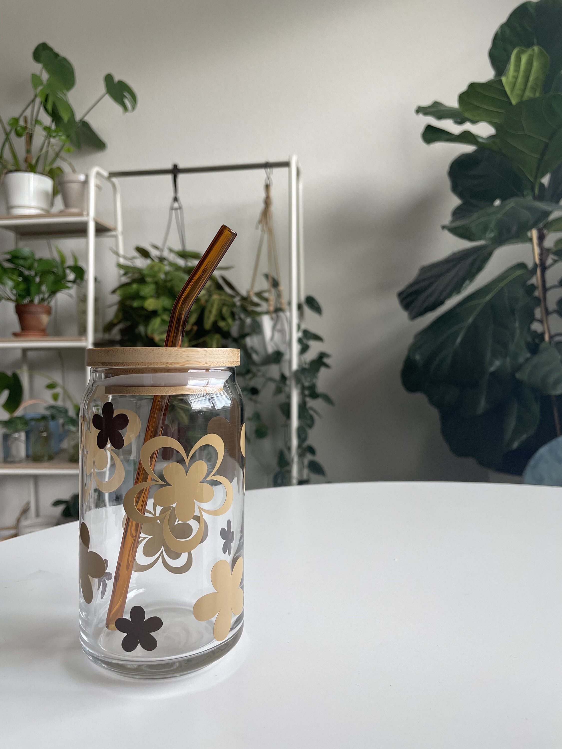 Retro Flower Glass Cup, 70s Flower Glass, Retro Flower Daisy Cup ...