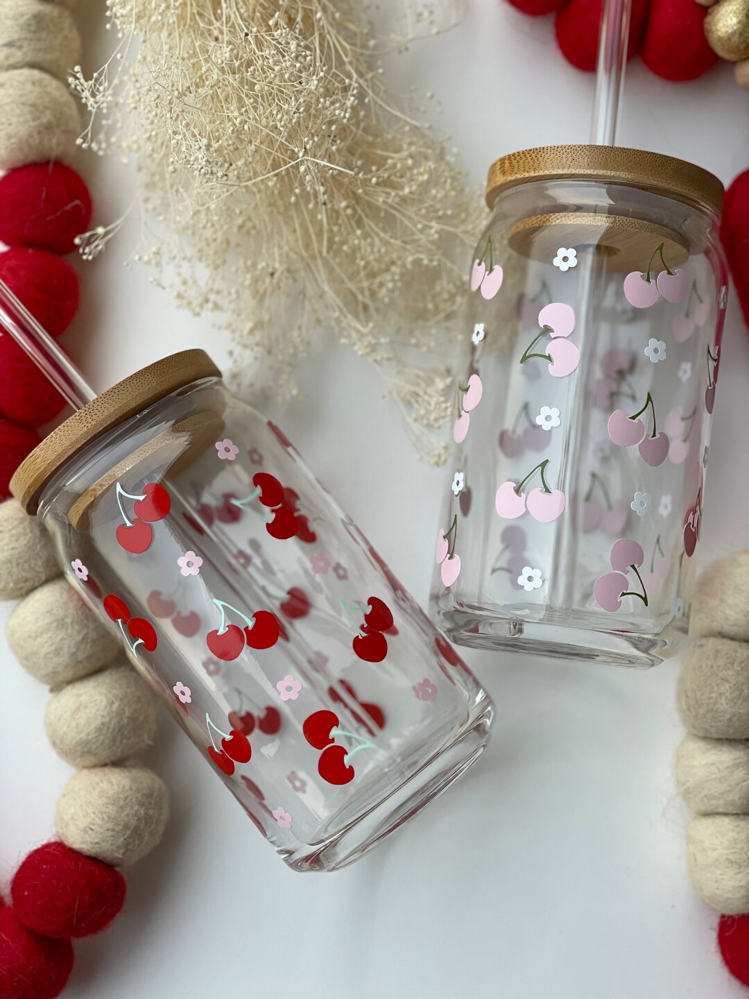 Cherry Glass Cup, Custom Color Cherry Soda Can Glass, Mini Cherry Cup ...