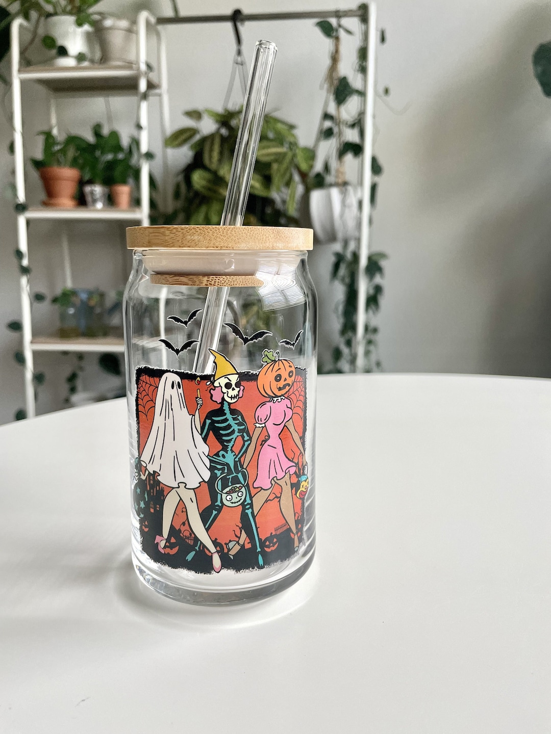 Halloween Glass Cup, Spooky Halloween Glass, Vintage Halloween Glass ...