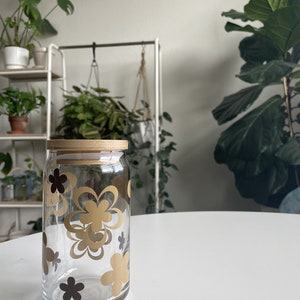 Retro Flower Glass Cup, 70s Flower Glass, Retro Flower Daisy Cup ...