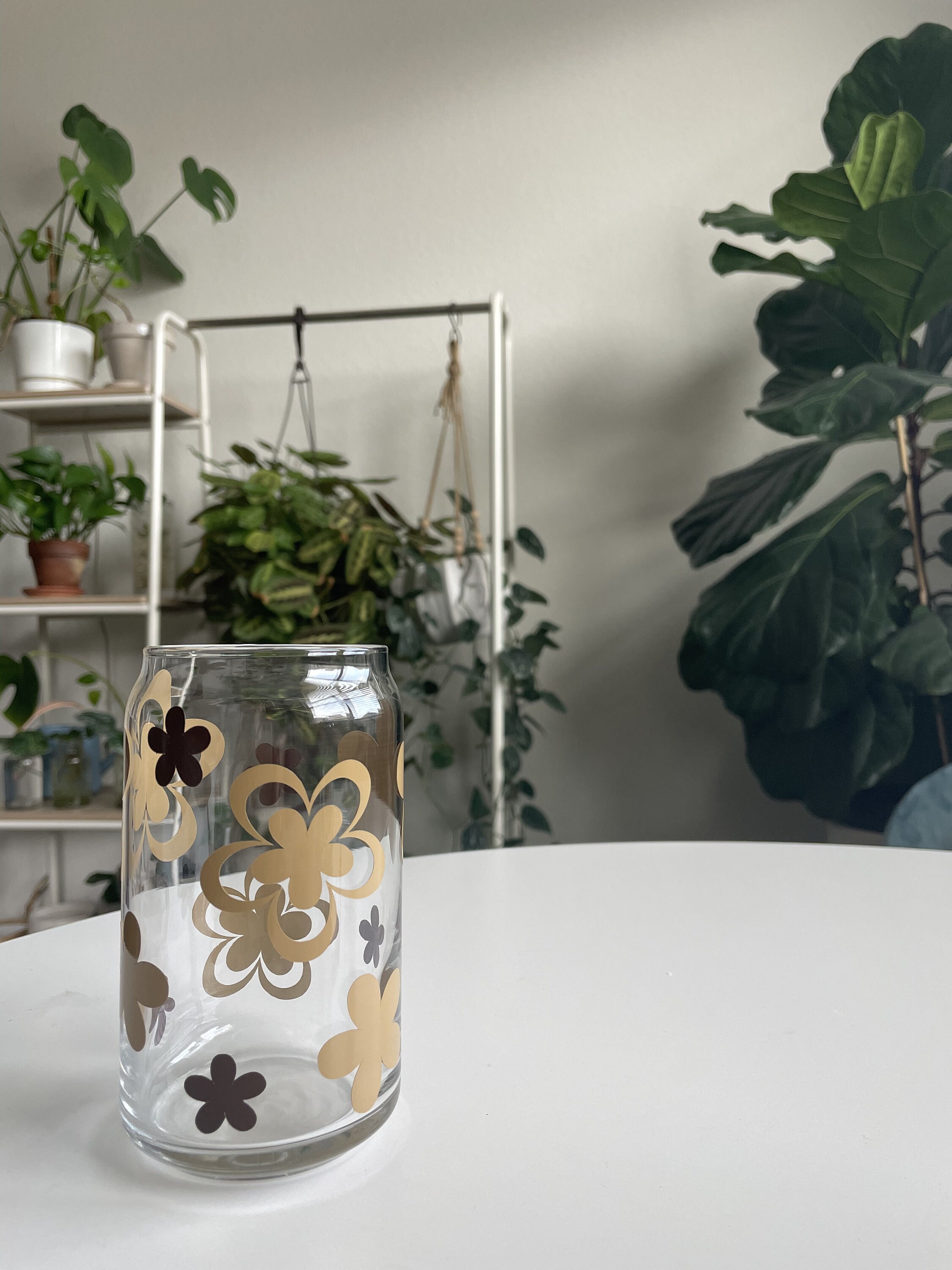 Retro Flower Glass Cup, 70s Flower Glass, Retro Flower Daisy Cup ...