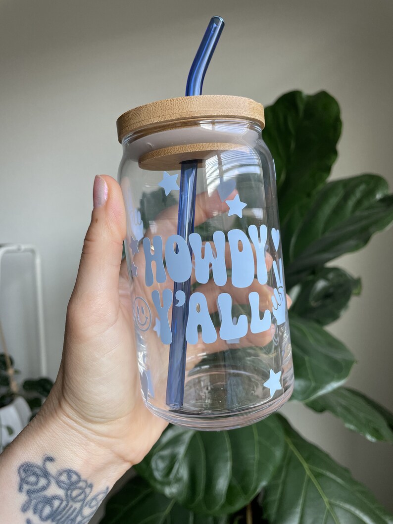 Howdy Ya'll Glass Cup Howdy Cup Iced Coffee Glass - Etsy