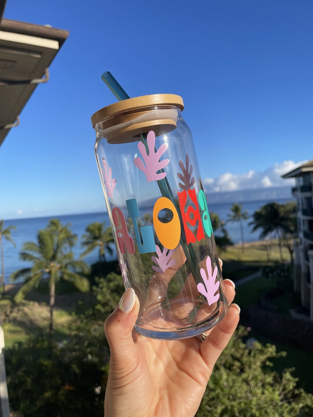 20oz Aloha Coffee Cup, Matisse Inspired Can Glass, Abstract Art Coffee ...