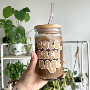 Cold Brew Babe Glass, Cold Brew Cup, Iced Coffee Glass, Cute Coffee ...