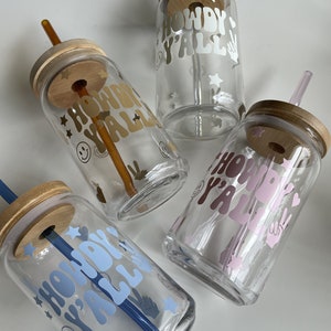 Howdy Ya'll Glass Cup, Howdy Cup, Iced Coffee Glass, Bachelorette Party ...