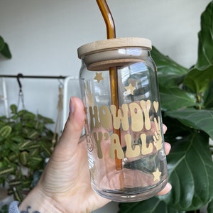 Howdy Ya'll Glass Cup, Howdy Cup, Iced Coffee Glass, Bachelorette Party ...
