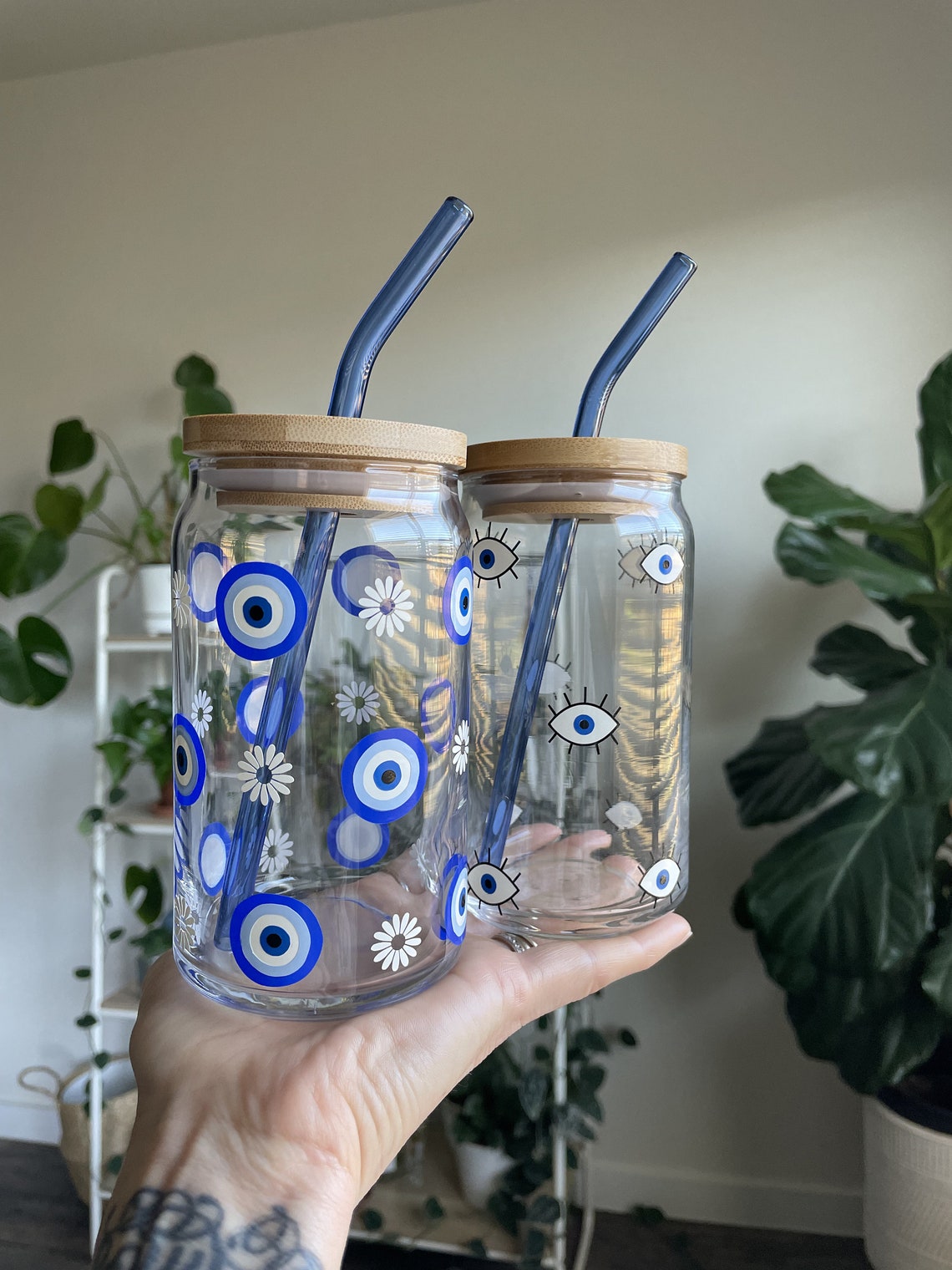 Evil Eye Glass Cup Eye Glass Cup Evil Eye Cup With Lid and - Etsy