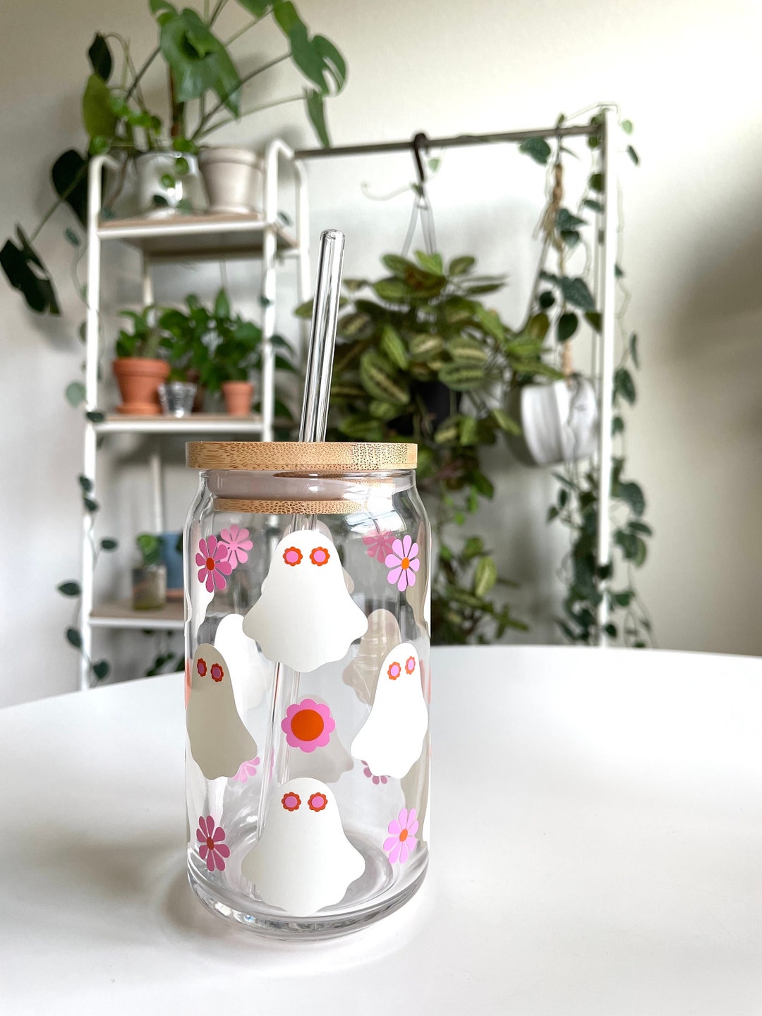 Halloween Ghost Cup, Cute Ghost Coffee Glass, Groovy Ghost Glass ...