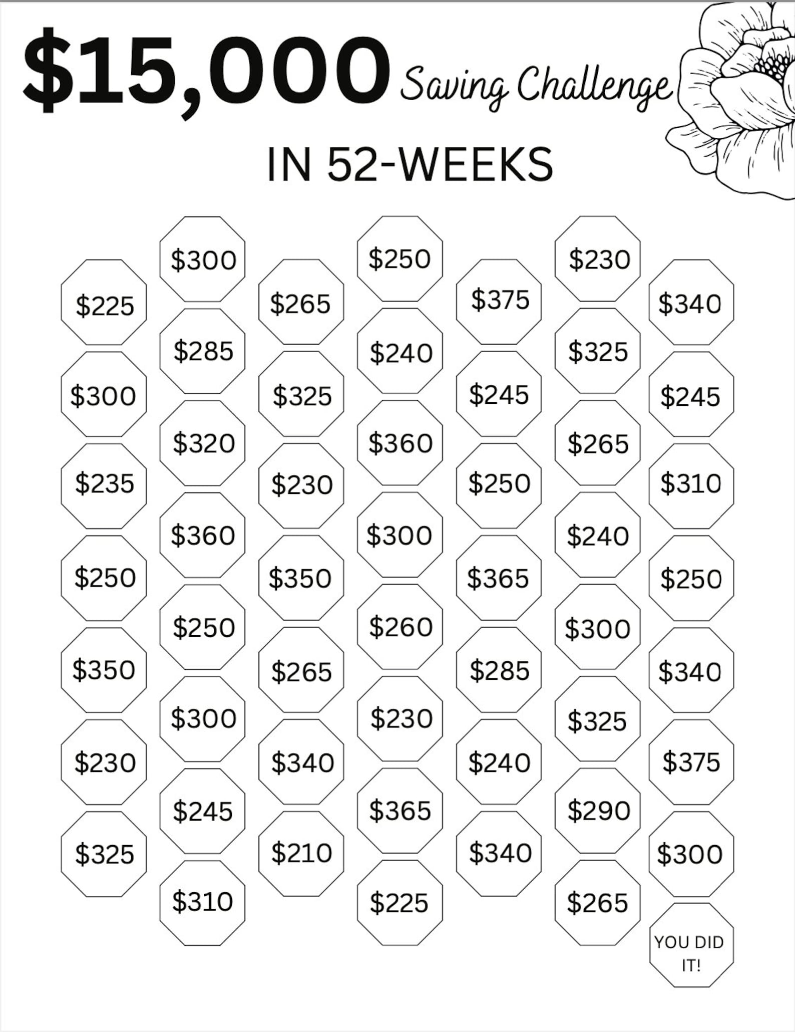 15,000 SAVINGS CHALLENGE Savings Tracker Printable, Savings Tracker ...