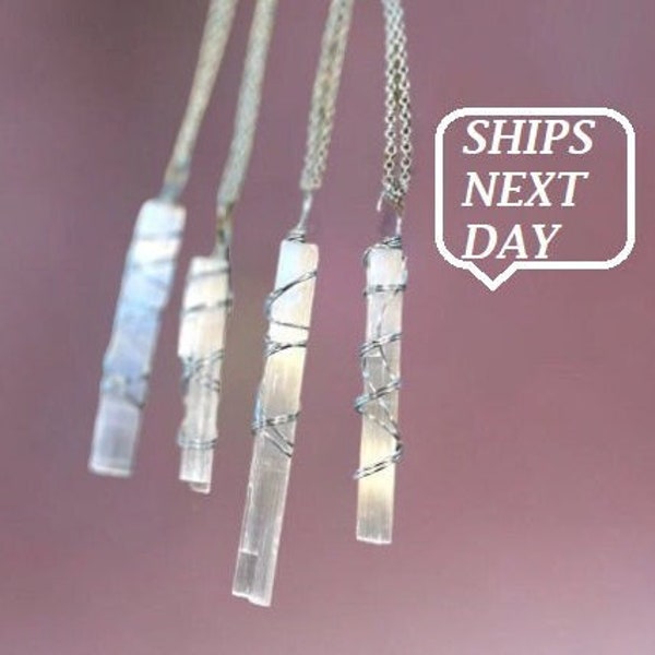 Selenite Necklace - Etsy
