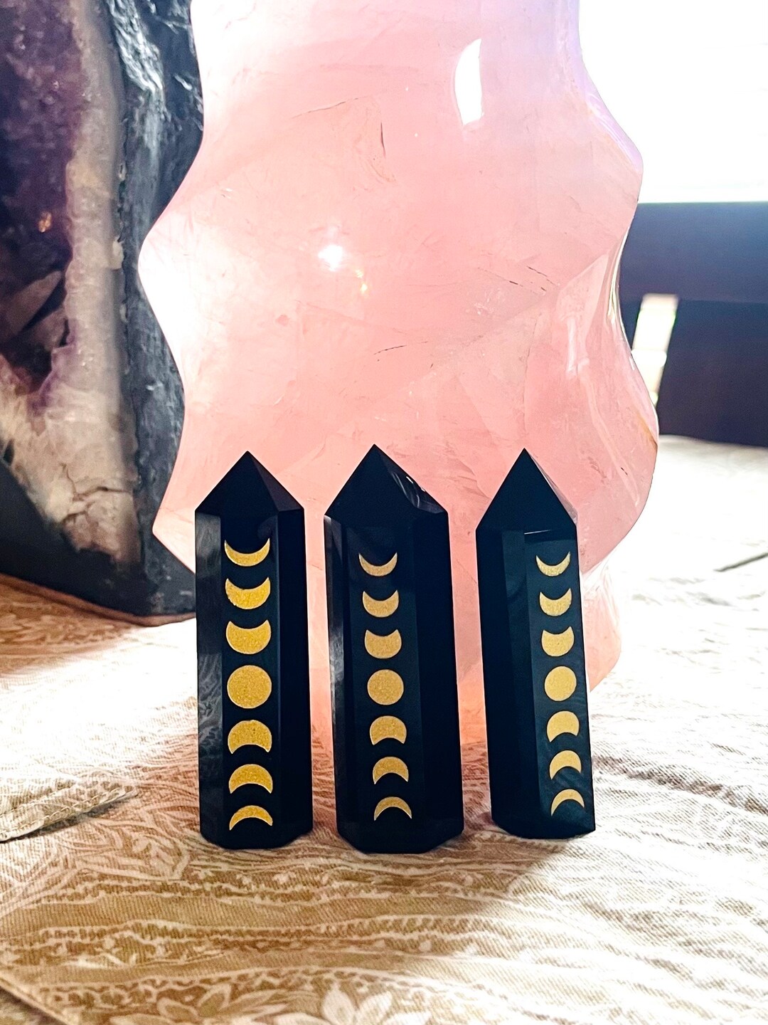 Moon Phase Tower, Black Obsidian Tower, Point, Obelisk, Wand, Black ...